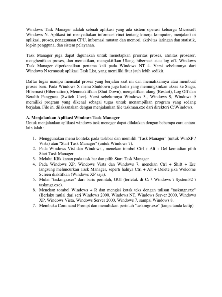 Windows Task Manager | PDF