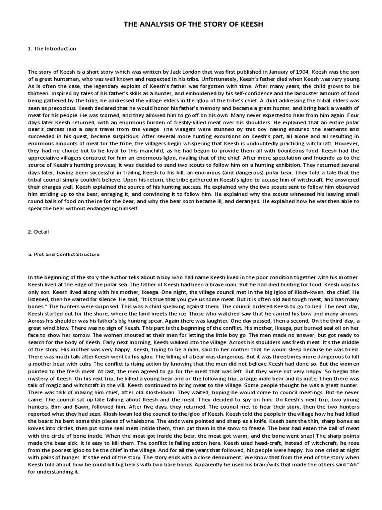 The Analysis of The Story of Keesh | PDF | Hunting | Bears