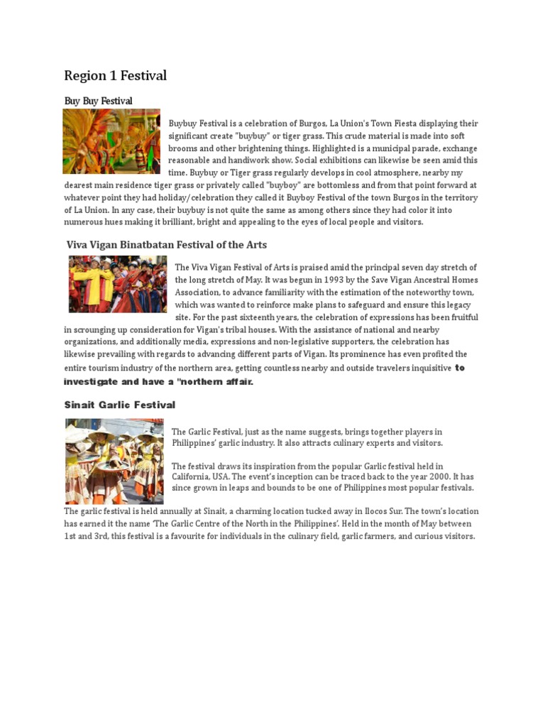 Region 1 Festival | PDF | Festival | Rice