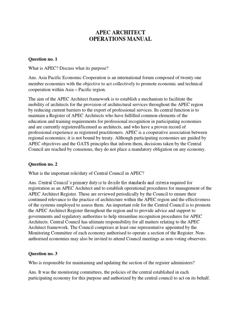 APEC Architect | PDF | Association Of Southeast Asian Nations | Asia ...