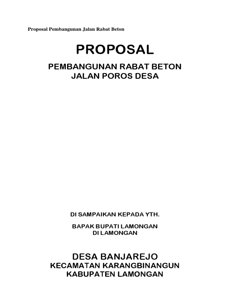 Proposal Pembangunan Jalan Rabat Beton | PDF