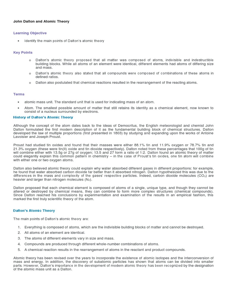 John Dalton and Atomic Theory | PDF | Atoms | Atomic Physics