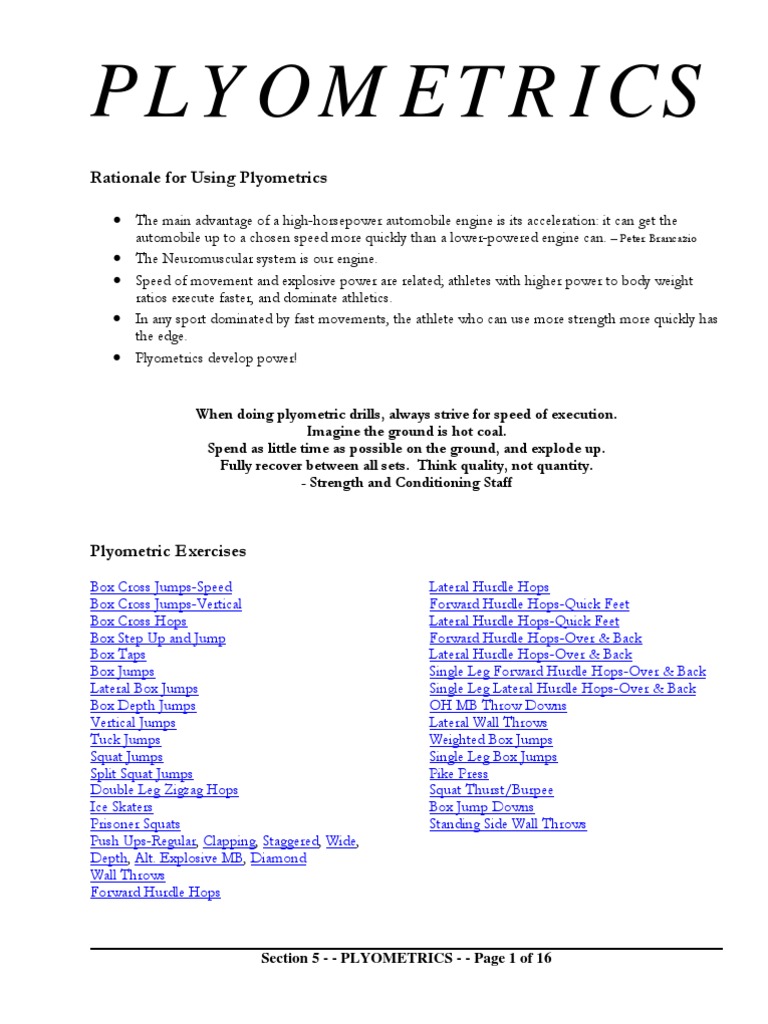 Plyometrics | PDF | Sports | Physical Exercise