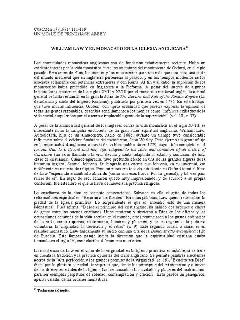 William Law y El Monacato en La Iglesia Anglicana | PDF | Monacato ...