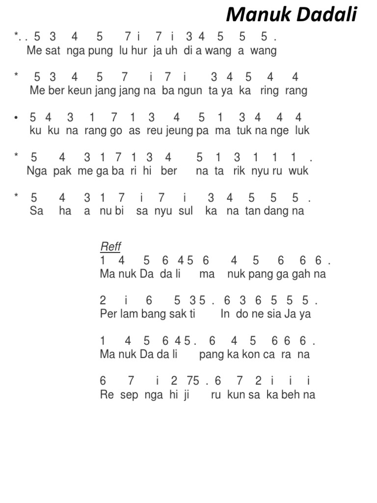 Manuk Dadali Not Angka | PDF