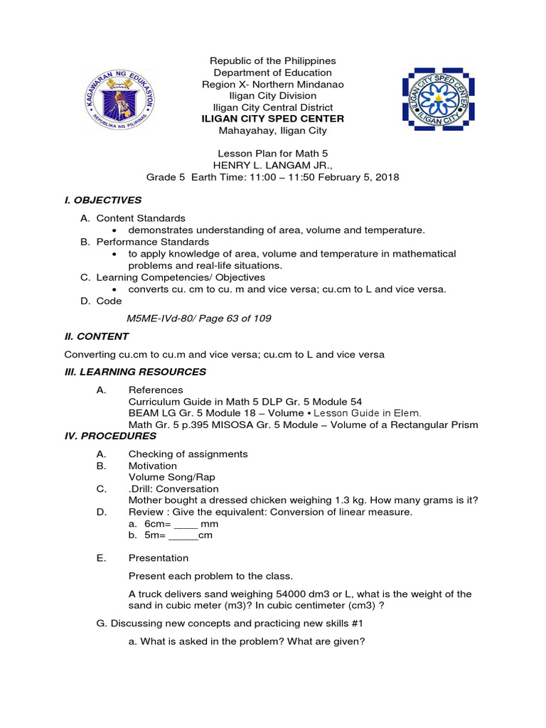 Demonstration Math | PDF | Volume | Teaching Mathematics