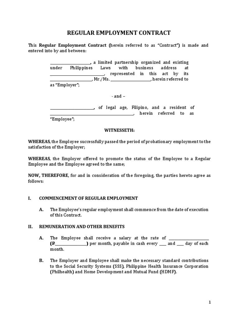 Regular Employment Contract Draft | PDF | Confidentiality | Discovery (Law)