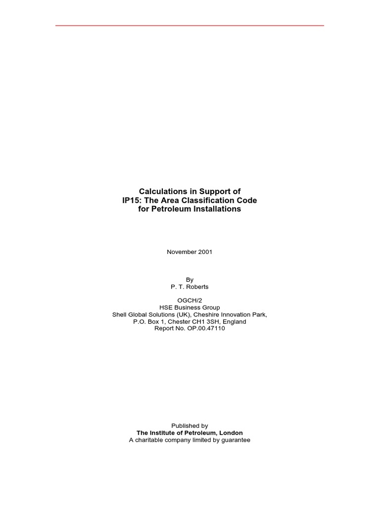 IP 15 Calculations in Support of IP15 The Area Classification Code For ...