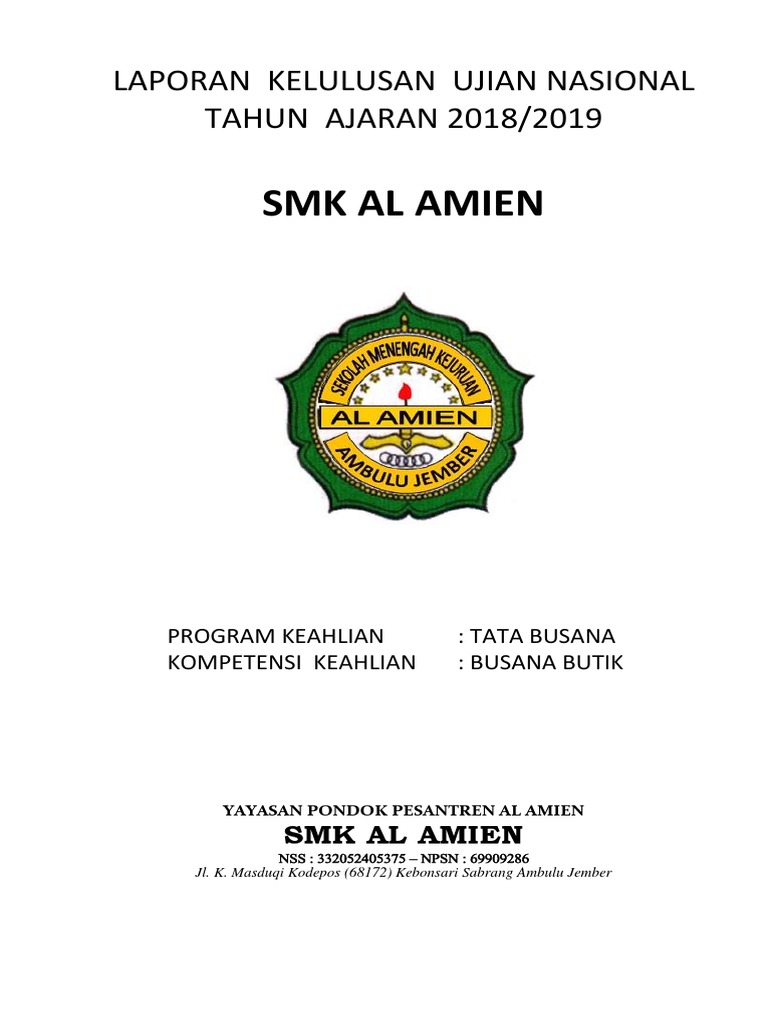 SMK AL AMIEN - FORMAT LAPORAN KELULUSAN 2019 Fix | PDF