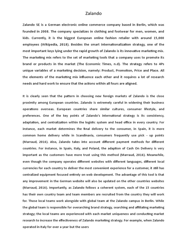 Zalando Report | PDF | Retail | Online And Offline