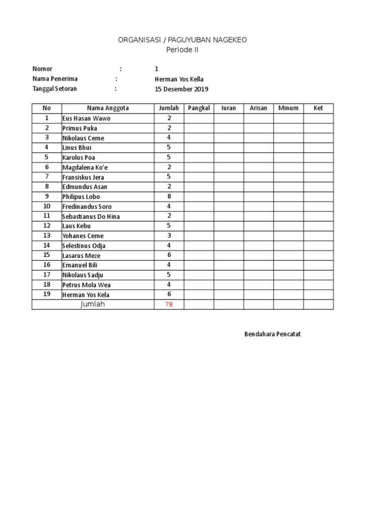 Format Kartu Arisan | PDF