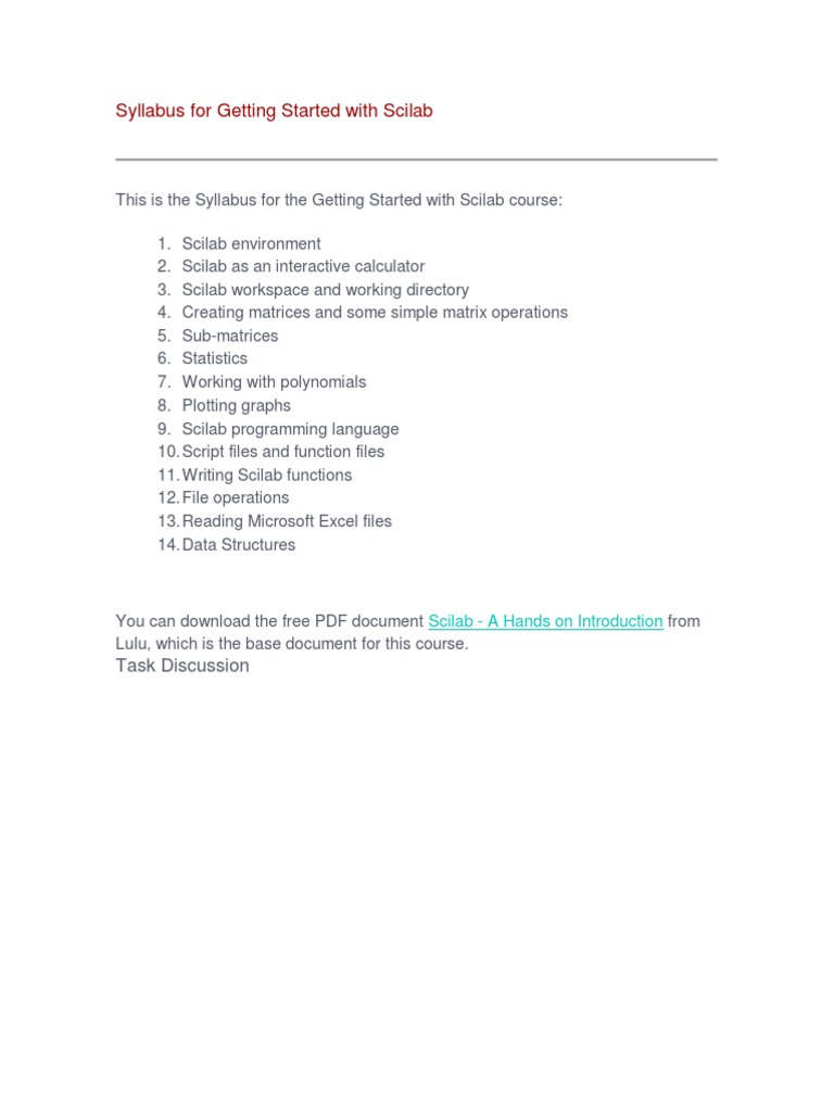 Getting Started With Scilab-Seminario | PDF | Matrix (Mathematics) | Command Line Interface