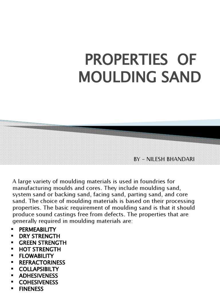 Properties of Moulding Sand | PDF | Casting (Metalworking) | Refractory