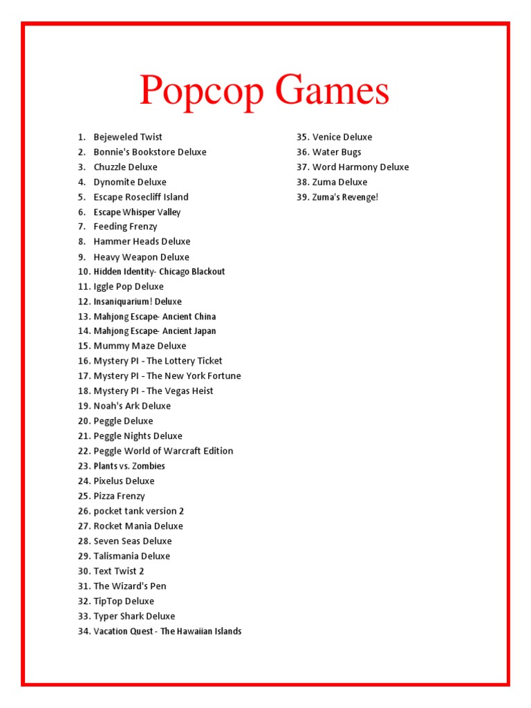 Pop Cop Games | PDF