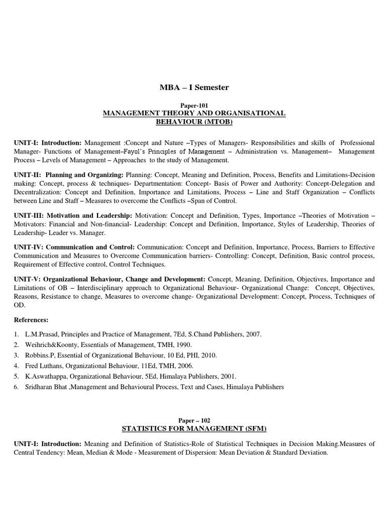 MBA Syllabus PDF | Download Free PDF | Consumer Behaviour | Retail