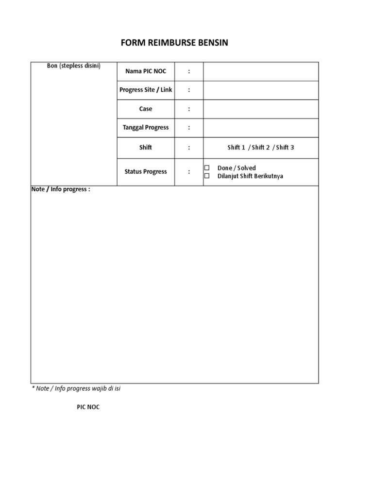 Form Reimburse Bensin | PDF