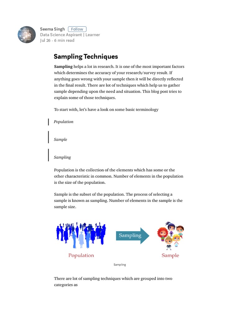 Sampling Techniques - Towards Data Science | PDF | Sampling (Statistics ...