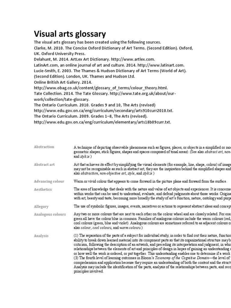 IB Visual Arts Glossary | PDF | Paintings | Composition (Visual Arts)