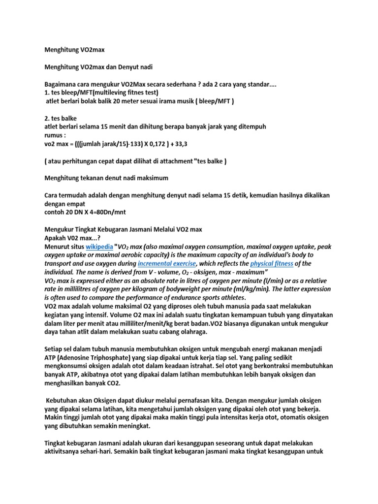 Menghitung VO2max | PDF
