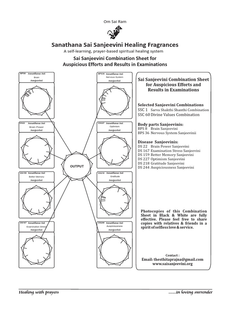 Sai Sanjeevini Combination Sheet For Auspicious Efforts and Results in ...