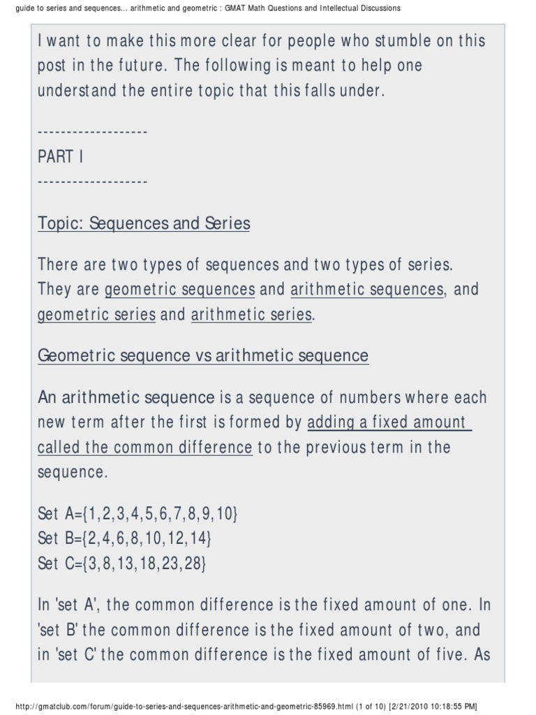 Guide To Series and Sequences... Arithmetic and Geometric - GMAT Math ...