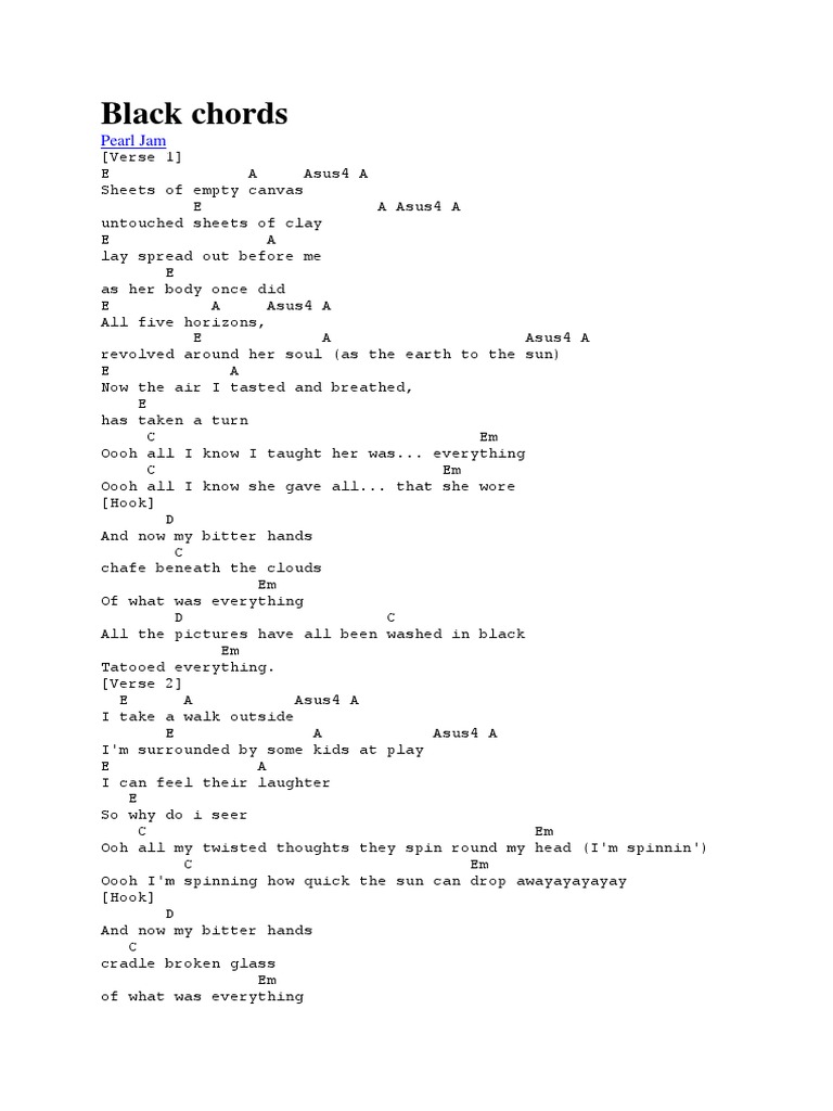 Pearl Jam Black Guitar Chords