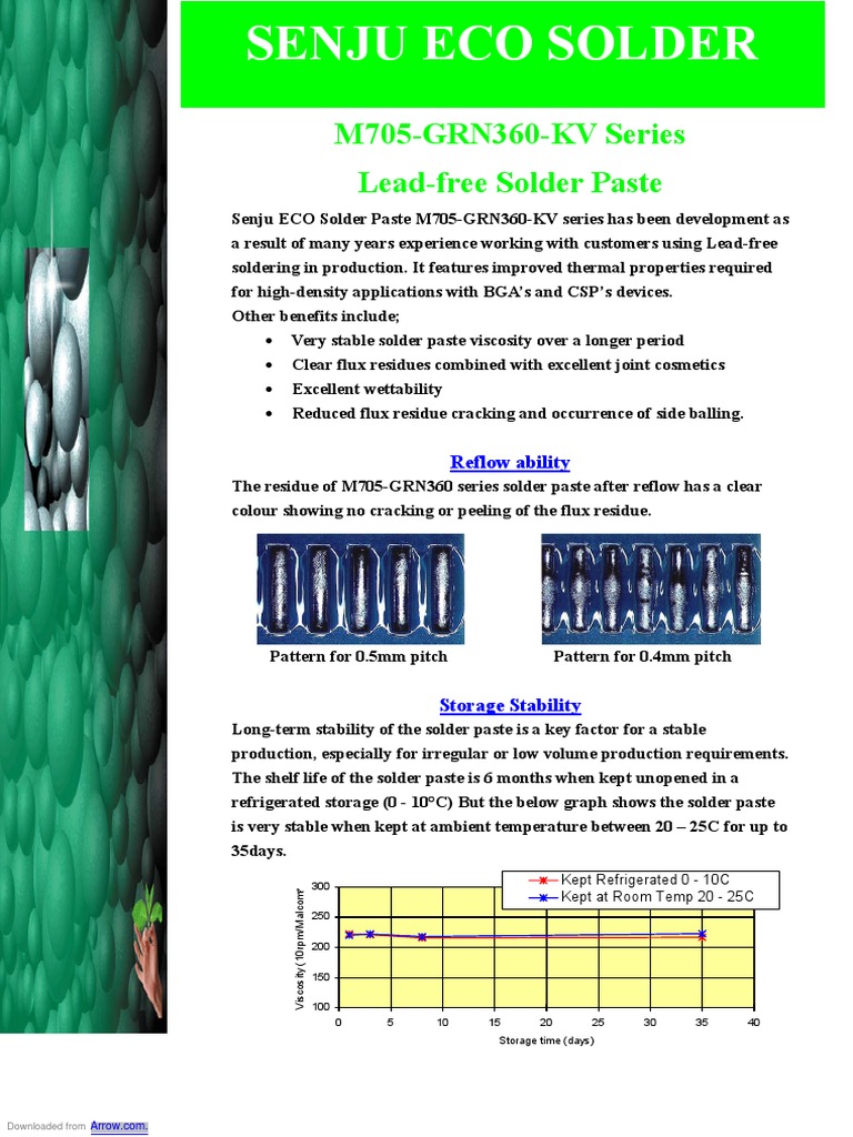 Senju M705-GRN360-KV Solder Paste Guide | PDF | Solder | Joining