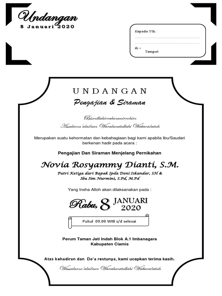 Contoh Undangan Pengajian Dan Siraman | PDF
