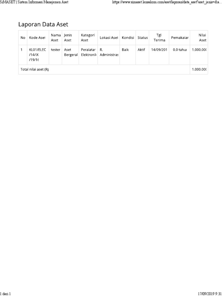 SiMASET - Sistem Informasi Manajemen Aset PDF | PDF SiMASET - Sistem Informasi Manajemen Aset PDF | PDF