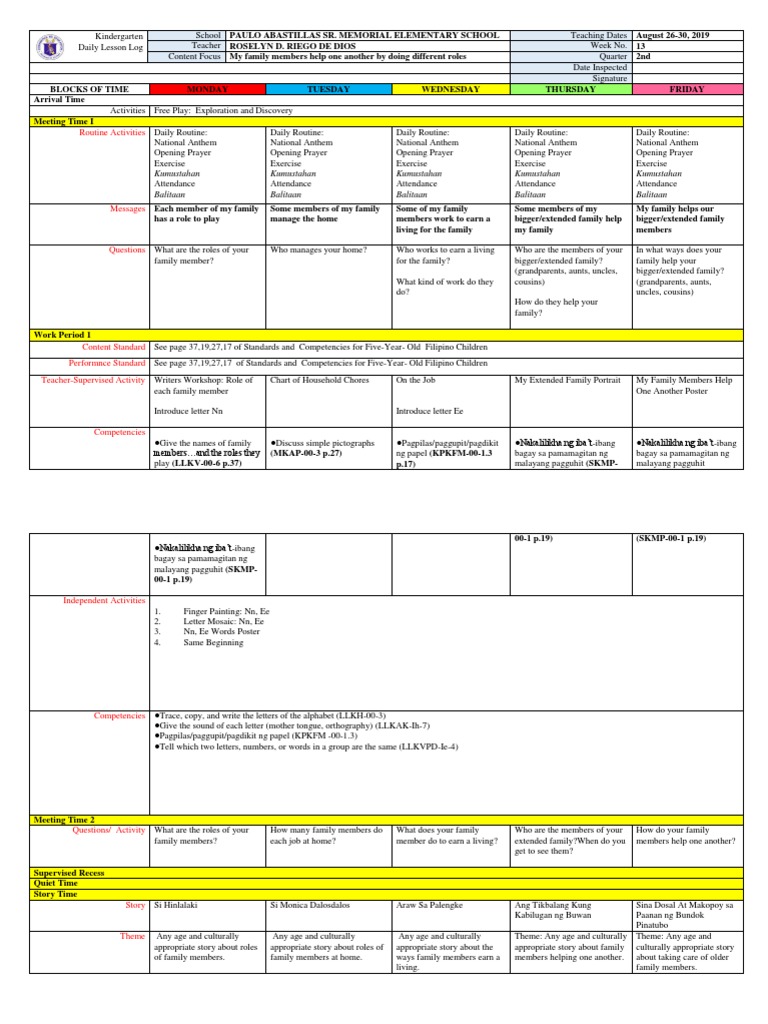 Kinder DLL Week 13 - ROse 2019 | PDF | Teachers | Communication