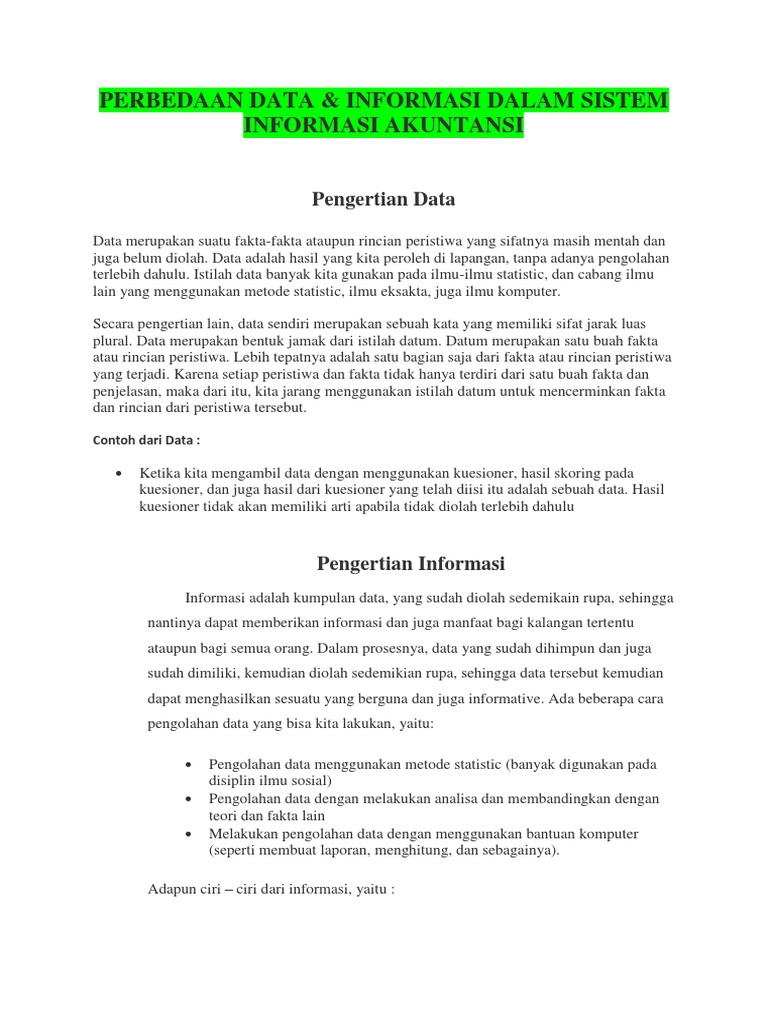 Perbedaan Data Dan Informasi Pengertian Ciriciri 100 Contoh Kalimat