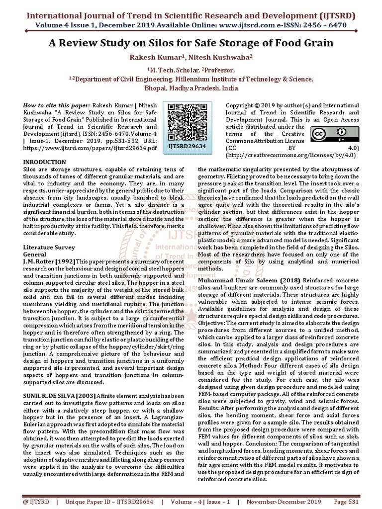 A Review Study On Silos For Safe Storage of Food Grain | PDF | Finite ...