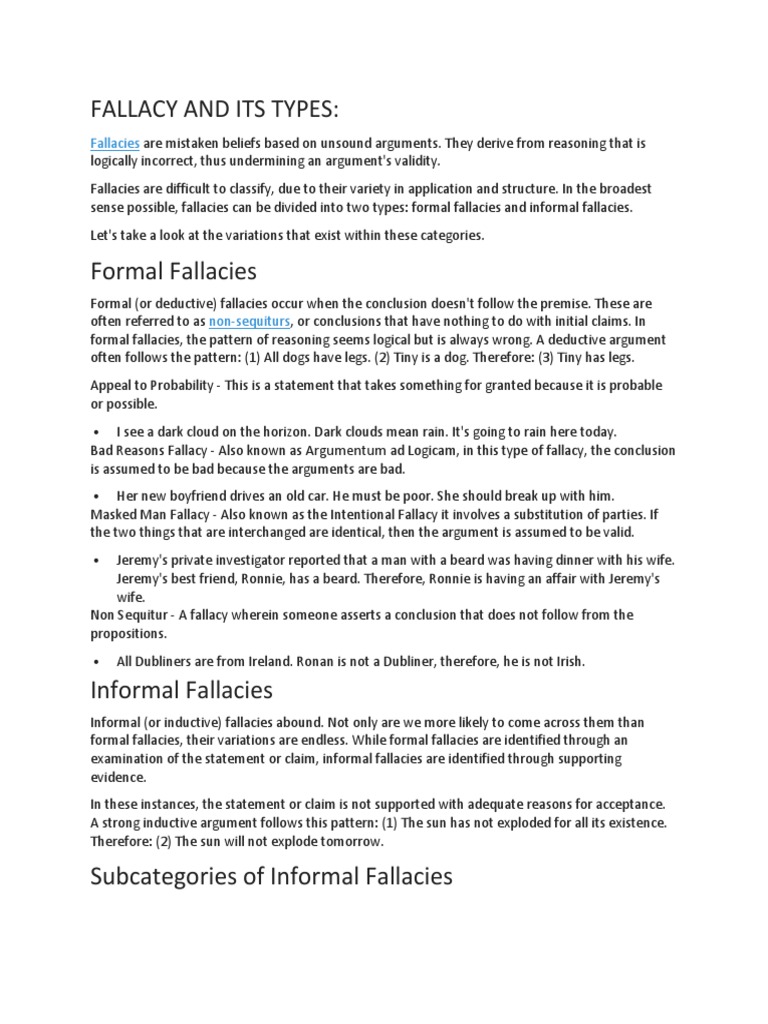 Understanding Fallacies and Their Types | PDF | Fallacy | Argument