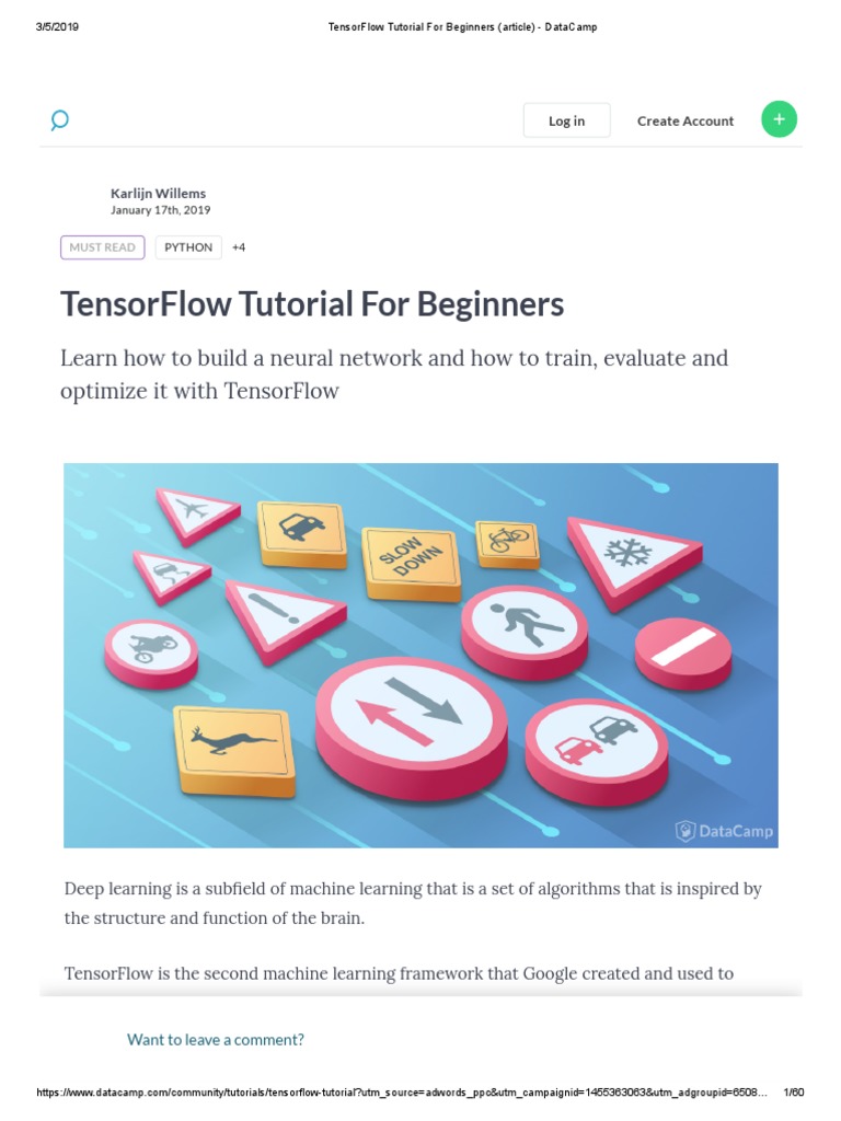 TensorFlow Tutorial For Beginners (Article) - DataCamp PDF | PDF ...
