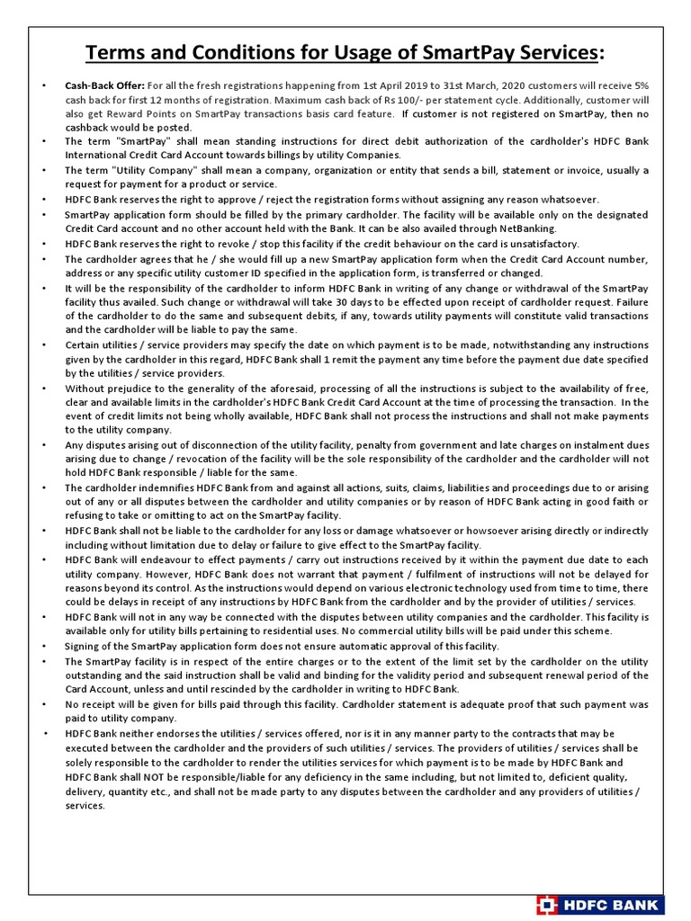 SmartPay HDFC | PDF | Credit Card | Payments