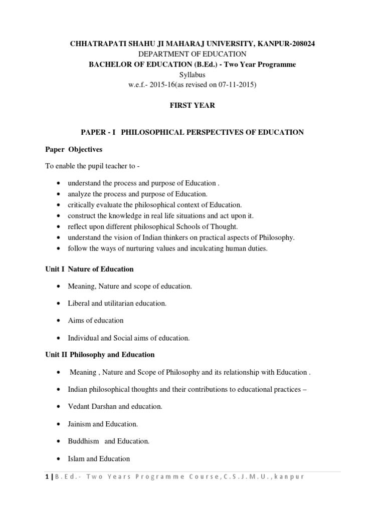B.Ed. Program Syllabus Overview | PDF | Learning | Science