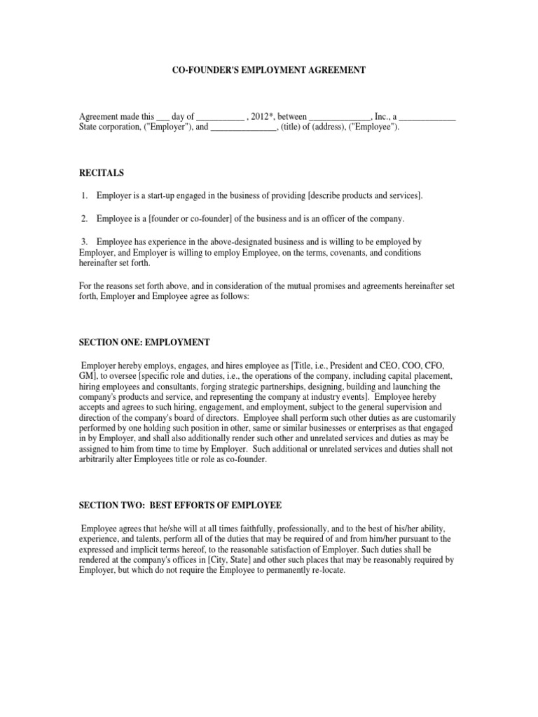 Founder Co-Founder Agreement | PDF