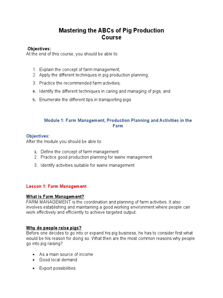 Mastering The ABC of Pig Production | PDF | Domestic Pig | Weaning