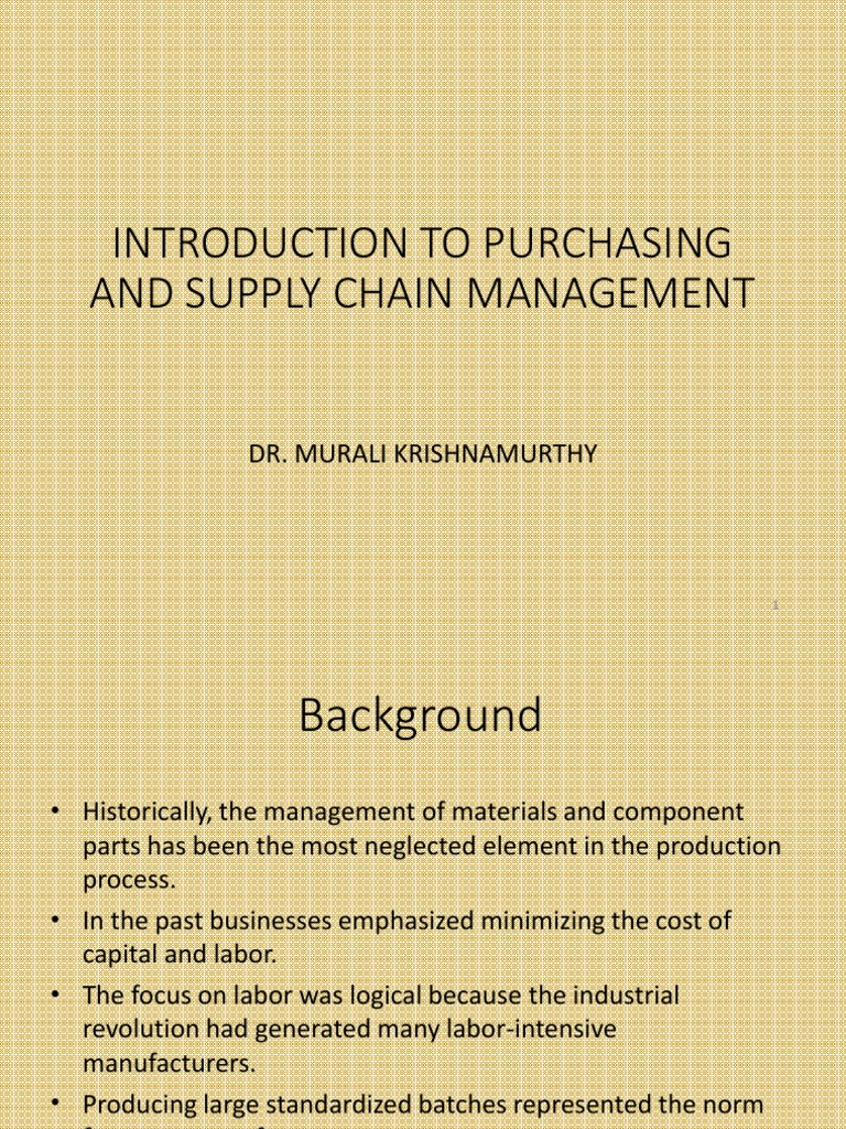 L 1 Introduction To Purchasing and Supply Chain Management | PDF ...
