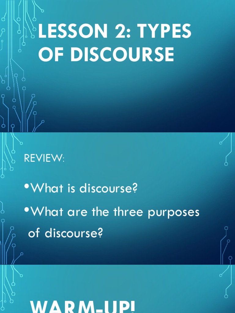 Lesson2 Types of Discourse | PDF | Narration | Argument