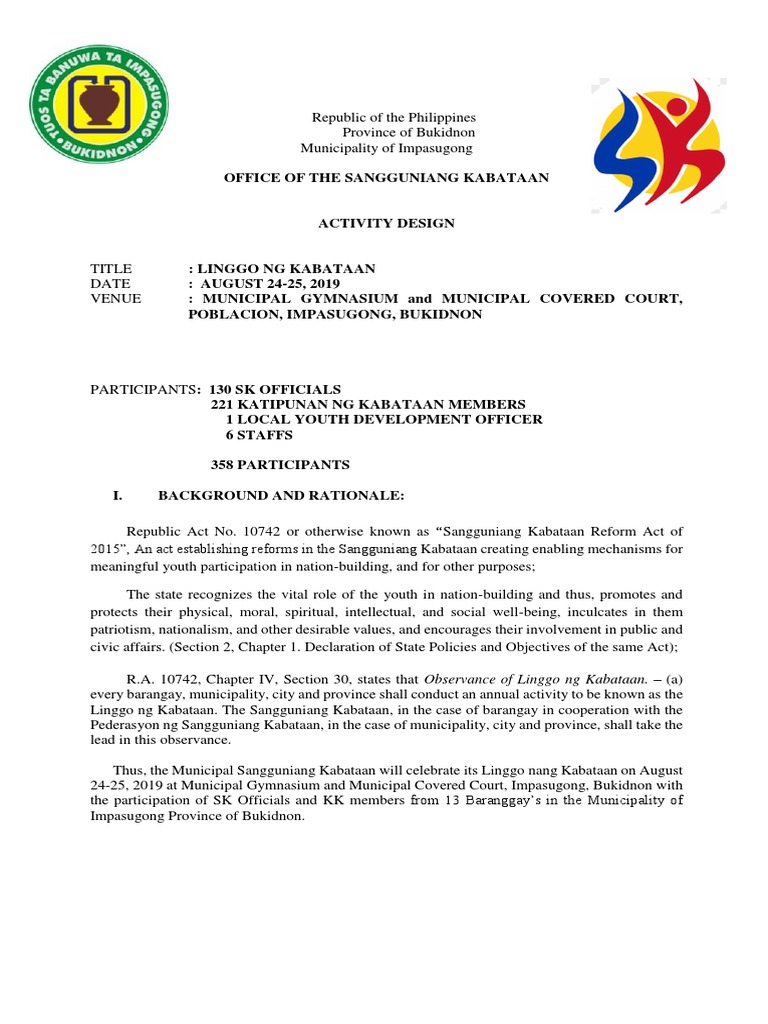 Linggo NG Kabataan Activity Design | PDF | Government
