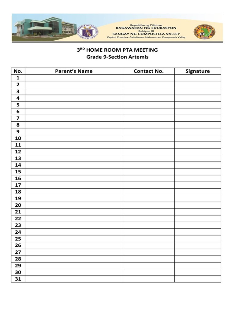 Attendance Sheet-Homeroom Meeting | PDF