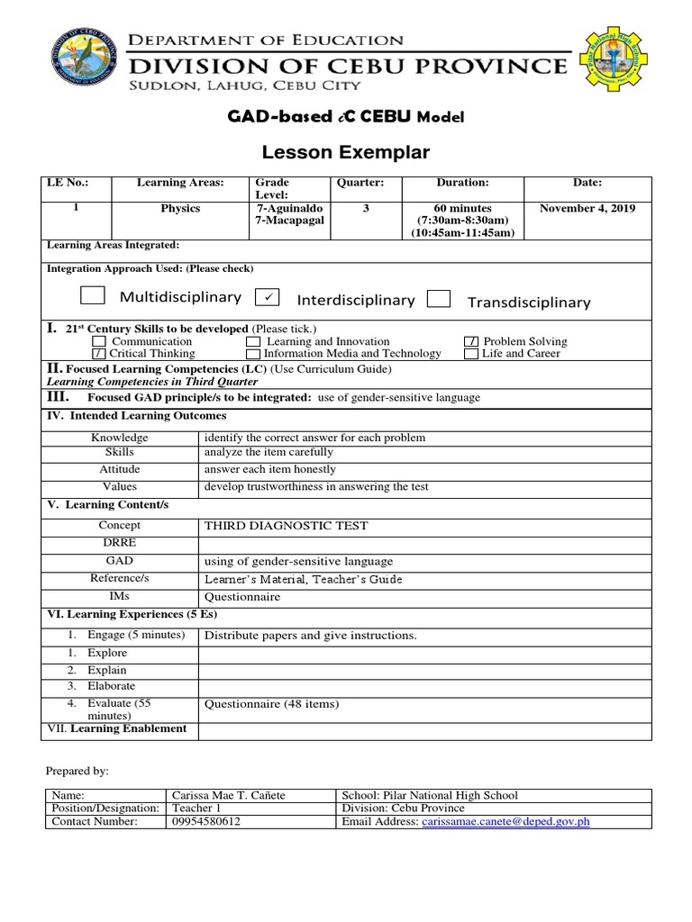 SCIENCE 7 Lesson Exemplar | PDF