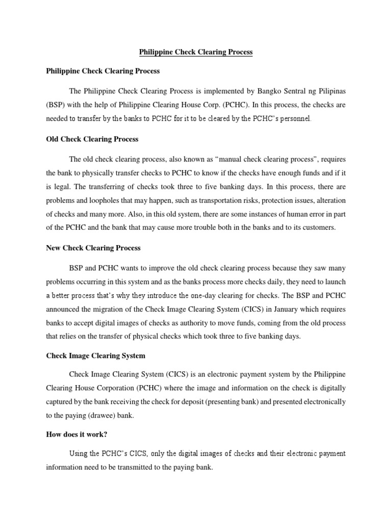 Philippine Check Clearing Process | Cheque | Payments