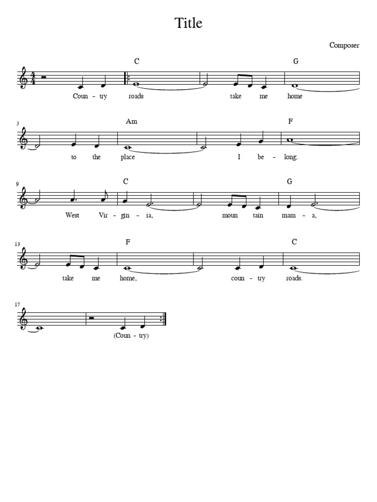 Country Roads Lead Sheet | PDF