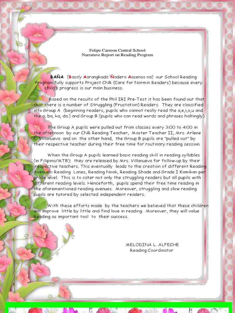 Narrative Report On CNR | PDF
