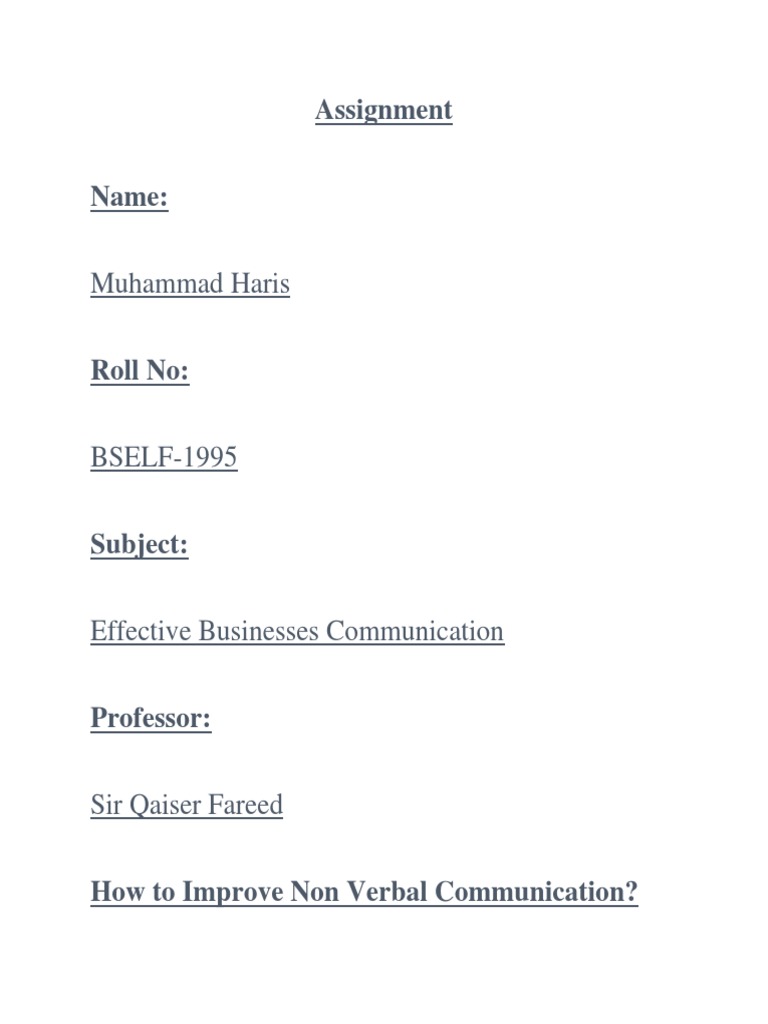 Assignment of Business Communication | PDF | Nonverbal Communication ...