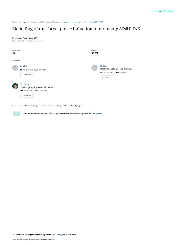 Modelling of The Three-Phase Induction Motor Using PDF | PDF | Computer ...