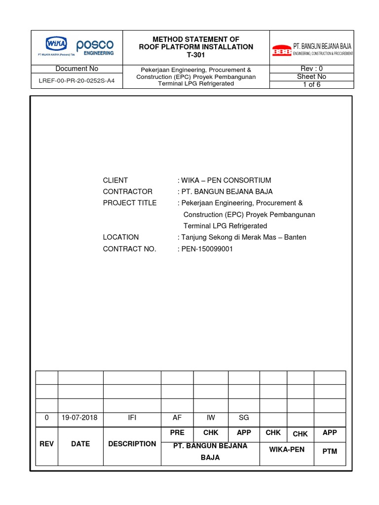 Method Statement Roof Platform | PDF | Engineering | Nature