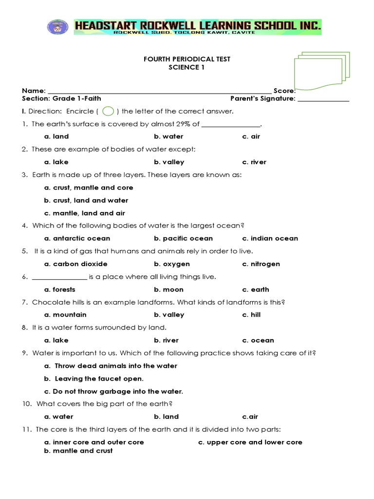 Fourth PERIODICAL TEST - Science | PDF | Carbon | Earth
